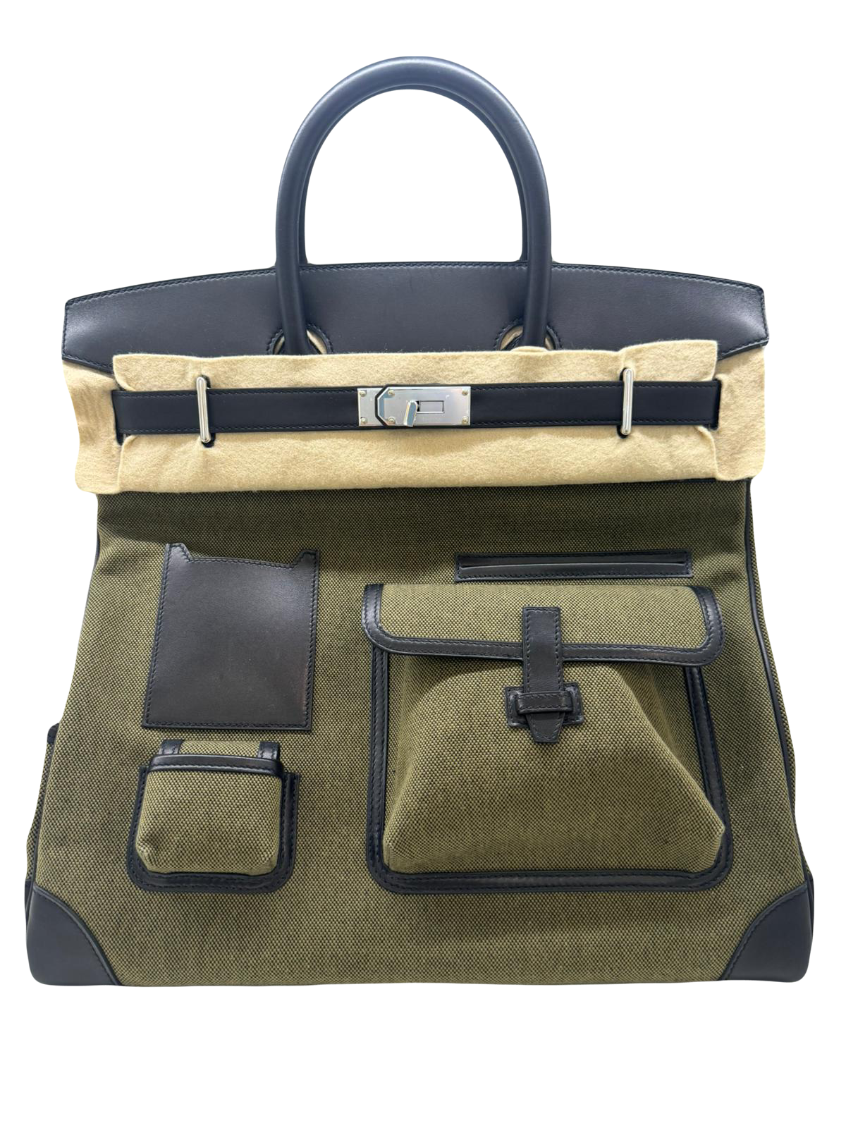 Hermès Cargo HAC Birkin 40 Military Green and Black box leather Bag ...